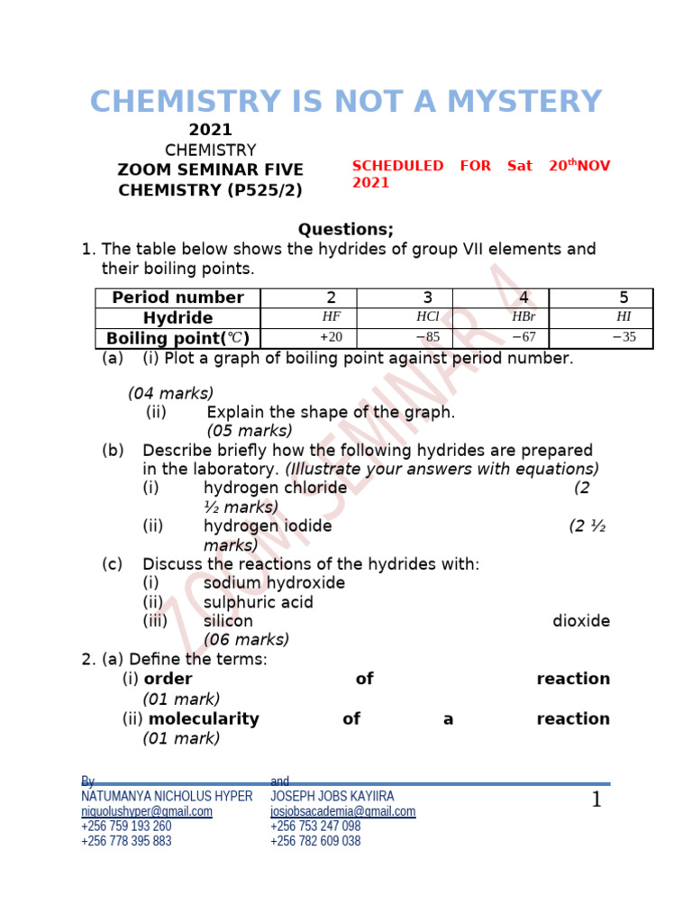 A Level CHEM ZOOM SEMINAR5-3 | PDF | Chemical Reactions | Iodine