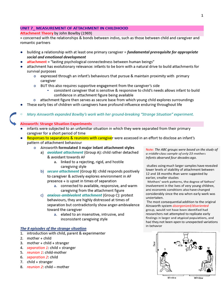 Unit 7 - Measurement of Attachment in Childhood | PDF | Attachment ...