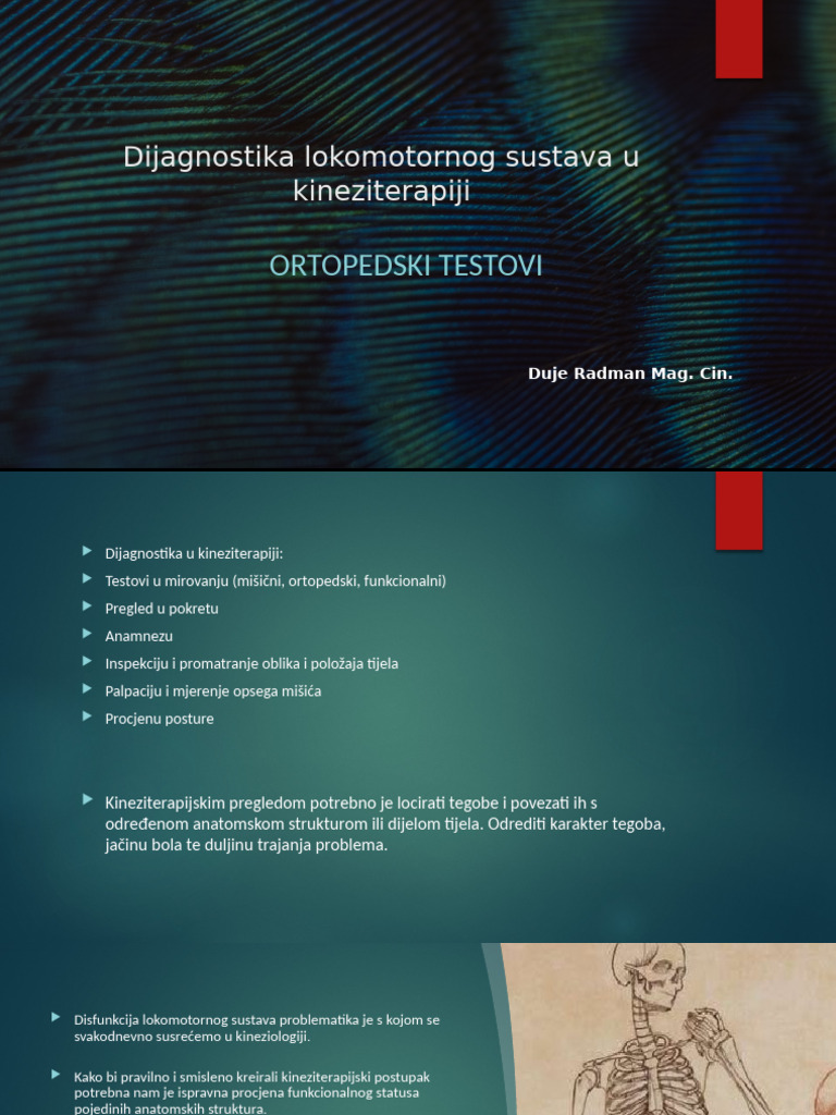 Ortopedski Testovi Kineziterapija-Usmjerenje | PDF