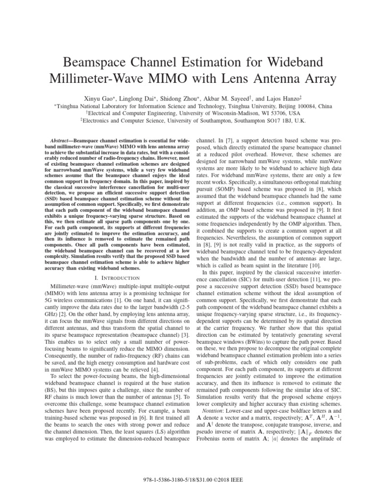 Beamspace Channel Estimation for Wideband Millimeter-wave MIMO With ...