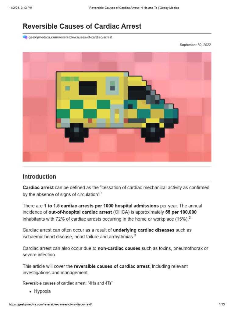 Reversible Causes of Cardiac Arrest: 4Hs & 4Ts | PDF | Hypothermia ...
