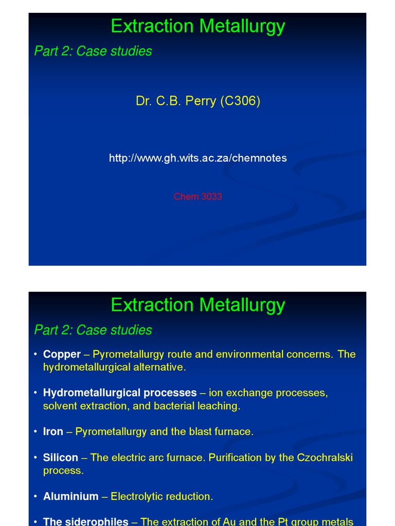 Extraction Metallurgy Student | PDF | Silicon | Iron