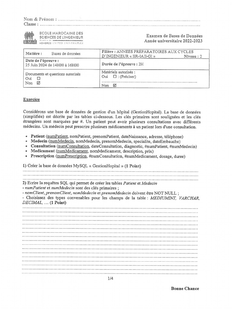 Examens de s2 2ap 2024 | PDF
