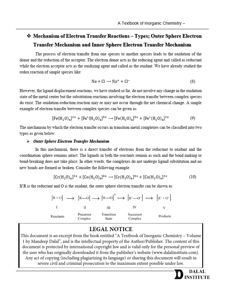 ATOICV1 4 4 Mechanism of Electron Transfer Reactions Types Outer Sphere ...