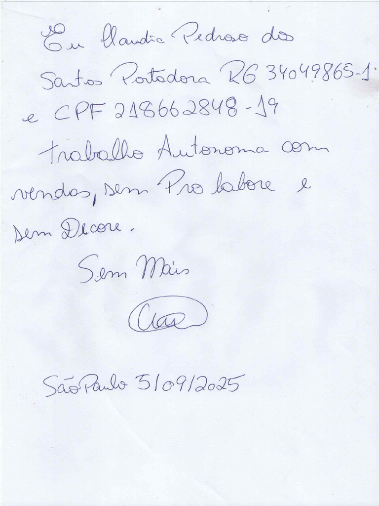 Documento A Próprio Punho (Claudia Mãe) | PDF