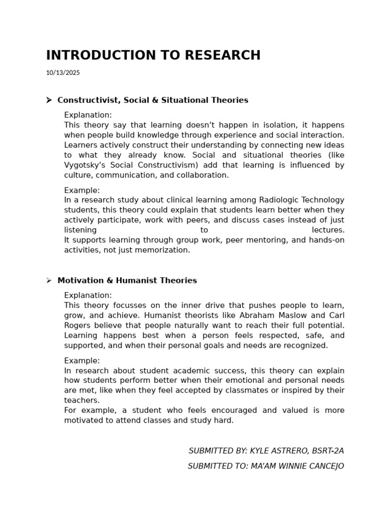 Learning Theories in Research Context | PDF