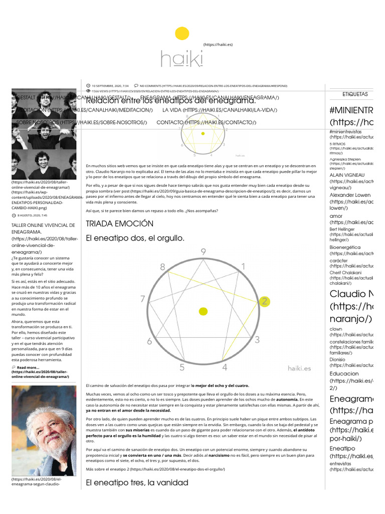 Eneatipos del Eneagrama: Relación y Aprendizaje | PDF | Eneagrama de la ...