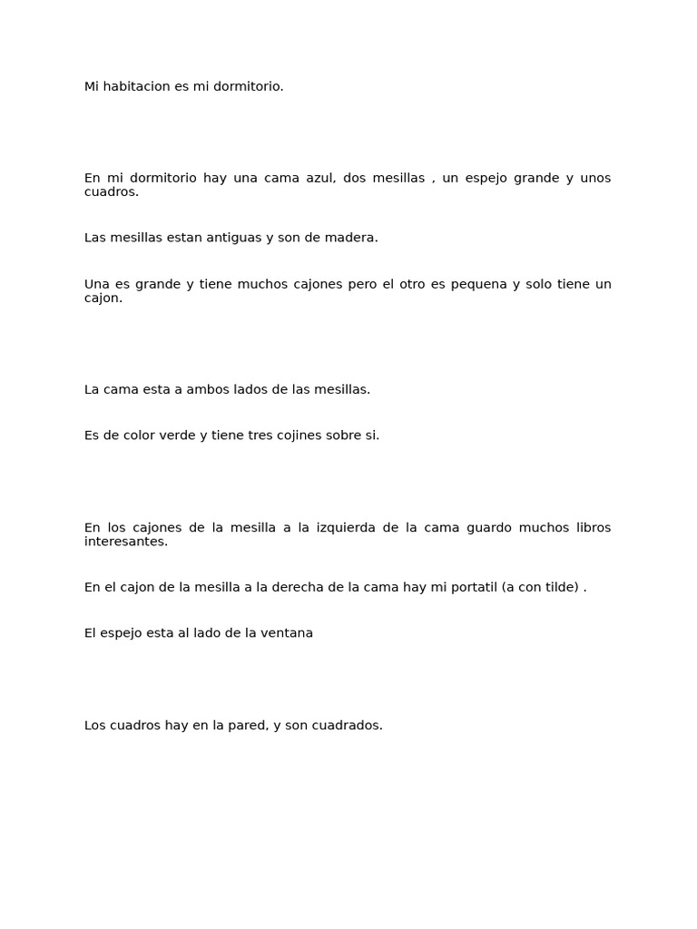 Mi Habitacion Es Mi Dormitorio | PDF