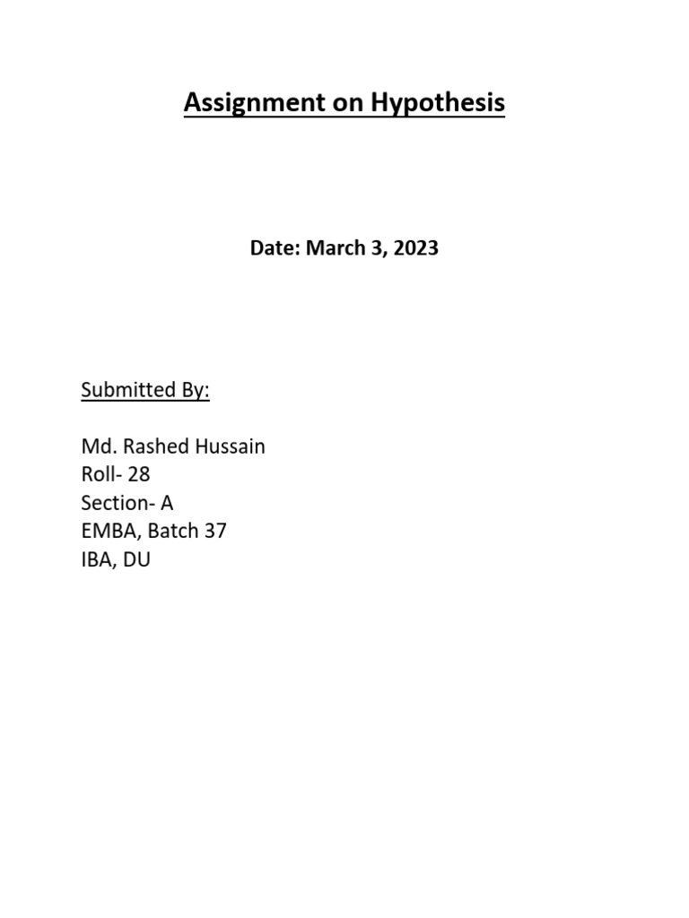 Hypothesis Assignment (SPSS) - Roll - 28 | PDF