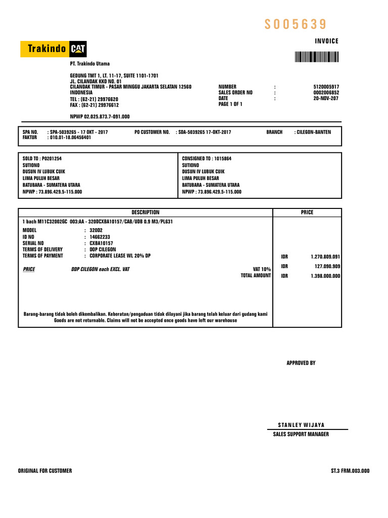 Invoice Resmi PT Trakindo Utama | PDF