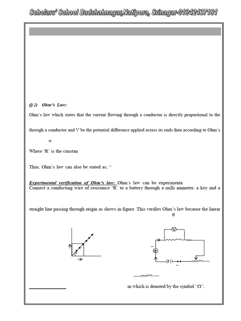 Class - 10th Physics LN 3 Electricity | PDF | Electrical Resistivity And Conductivity | Series ...