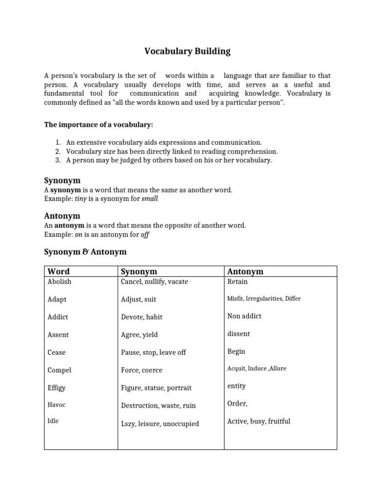 Vocabulary Building and Etymology Guide | PDF | Jeans | Vocabulary