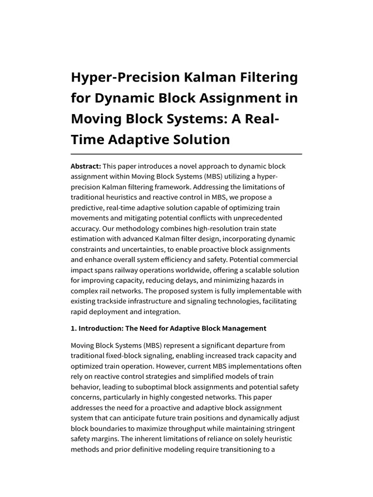 Hyper-Precision Kalman Filtering in MBS | PDF | Kalman Filter | Algorithms