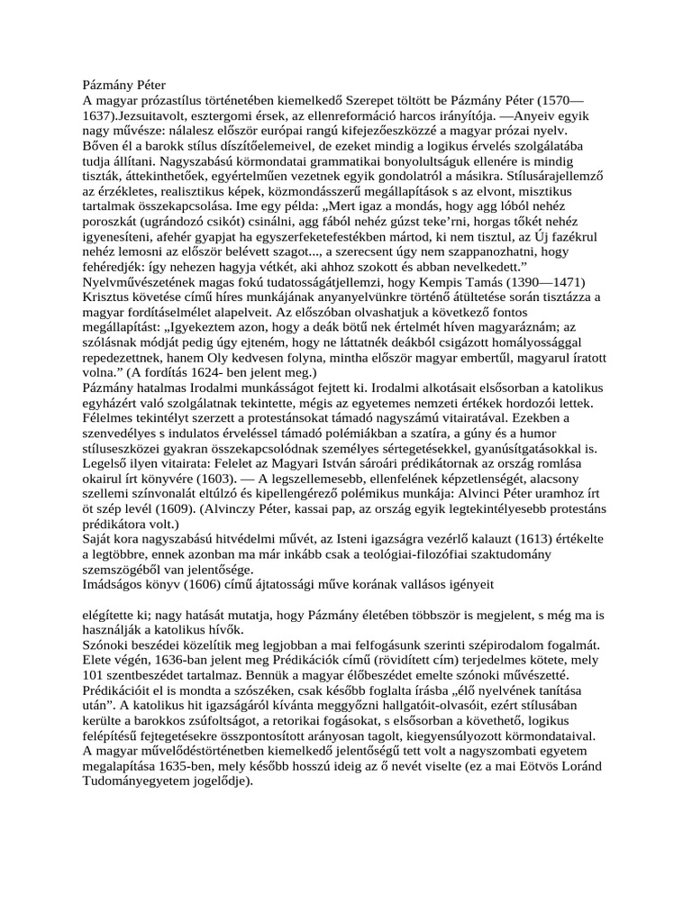 Pázmány Péter - Mohácsy | PDF