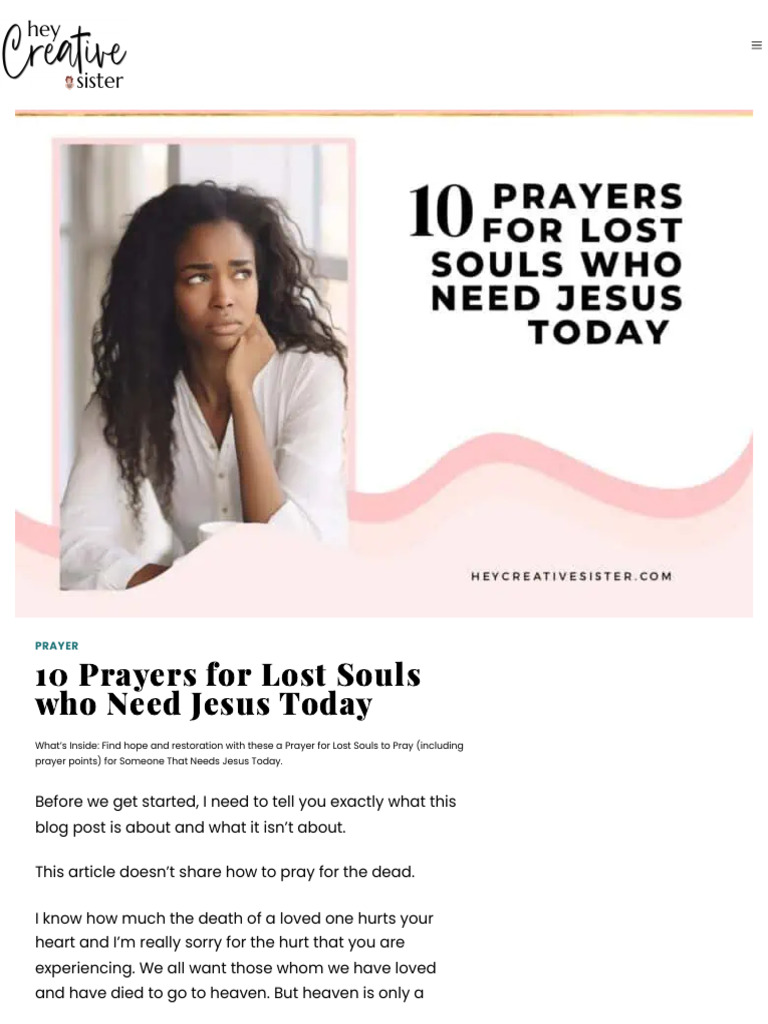 10 Prayers For Lost Souls Who Need Jesus Today | PDF | Prayer | Salvation