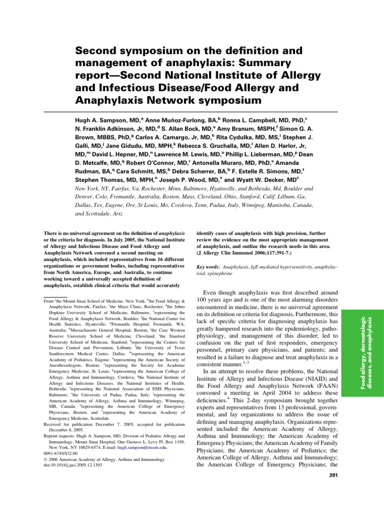 Anaphylaxis Management Symposium Summary | PDF | Allergen | Allergy