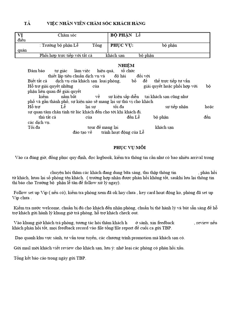 Quy Trình Guest Relation Updated | PDF
