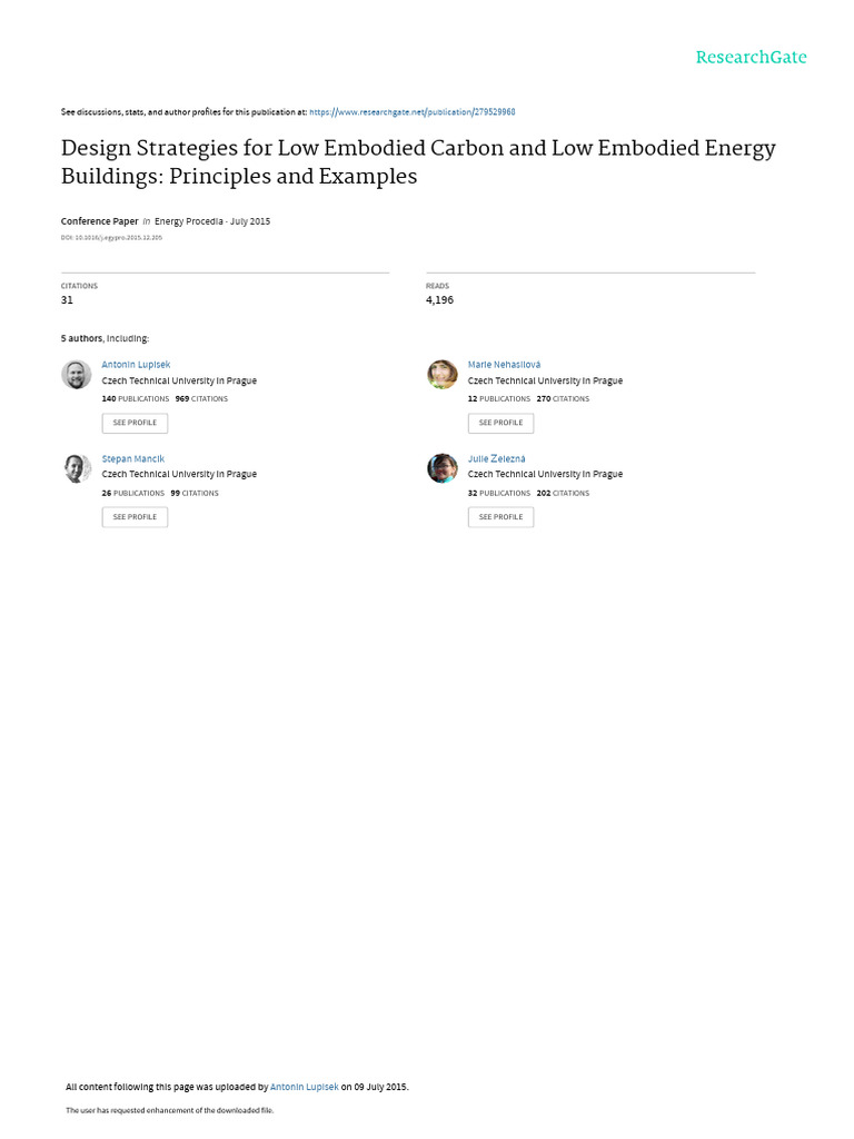 Design Strategies For Low Embodied Carbon and Low Embodied Energy ...