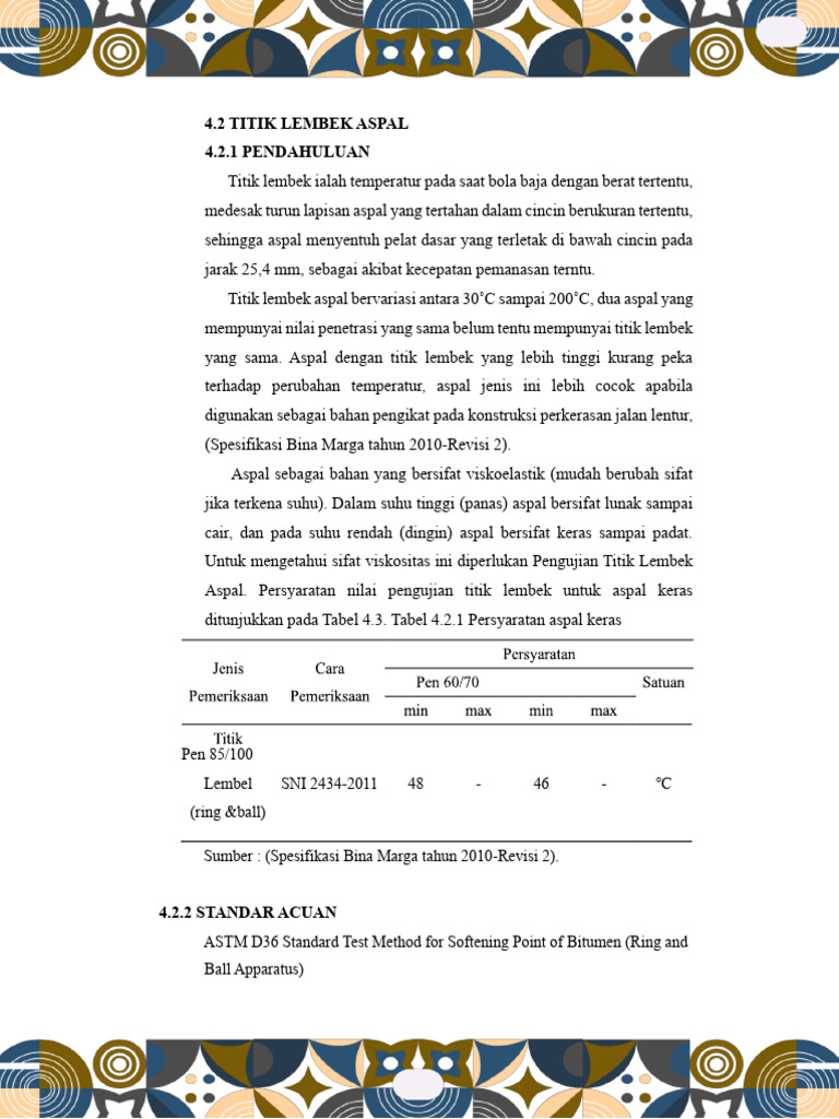 FORMAT Titik Lembek Aspal | PDF