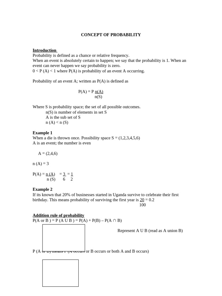 CONCEPT OF PROBABILITY Explained | PDF | Probability | Probability Theory