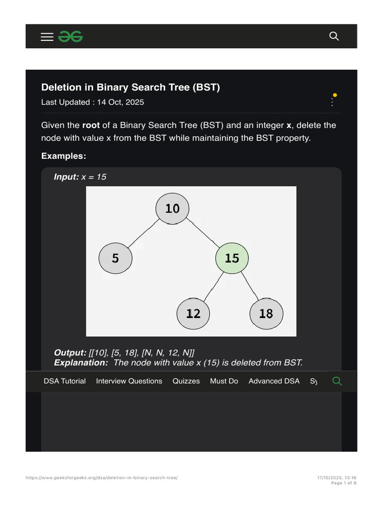 Deletion in Binary Trees | PDF | Algorithms And Data Structures ...