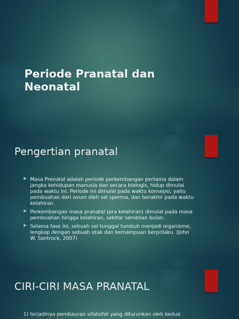 Periode Pranatal Dan Neonatal | PDF