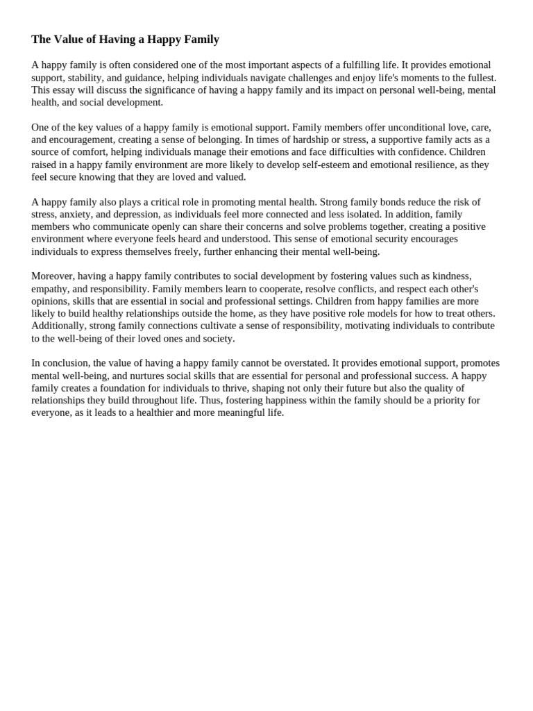 Benefits of a Happy Family Life | PDF | Well Being | Mental Health