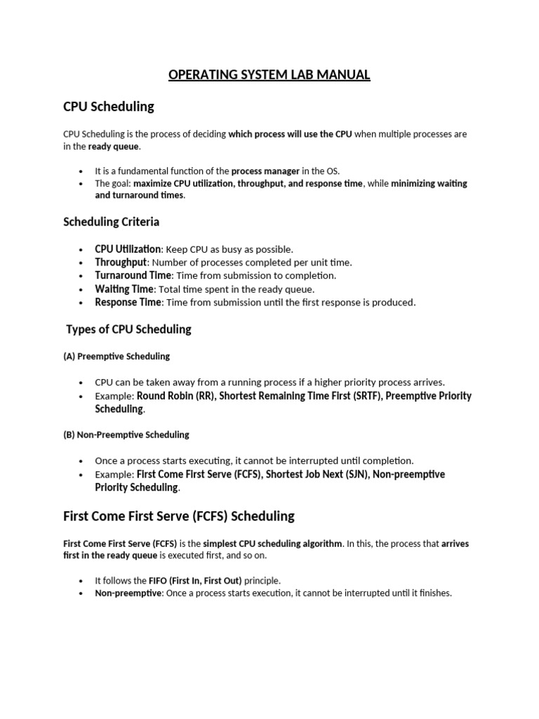 Write A Program To Implement Cpu Scheduling For First Come First Serve ...
