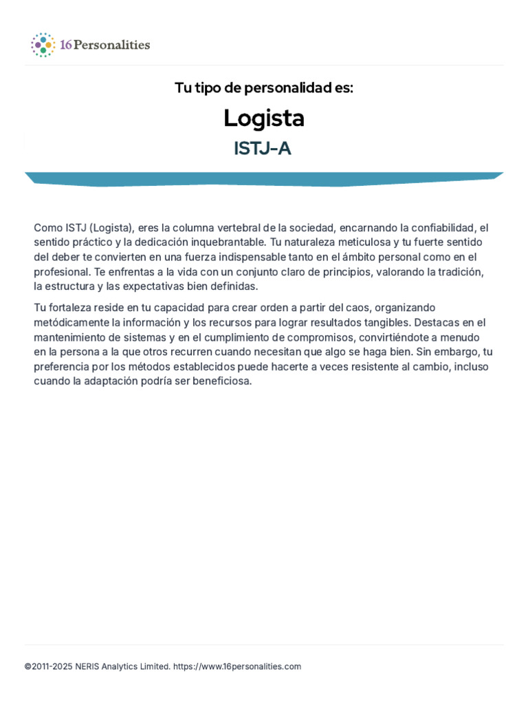 Características de la Personalidad ISTJ | PDF | Las emociones ...