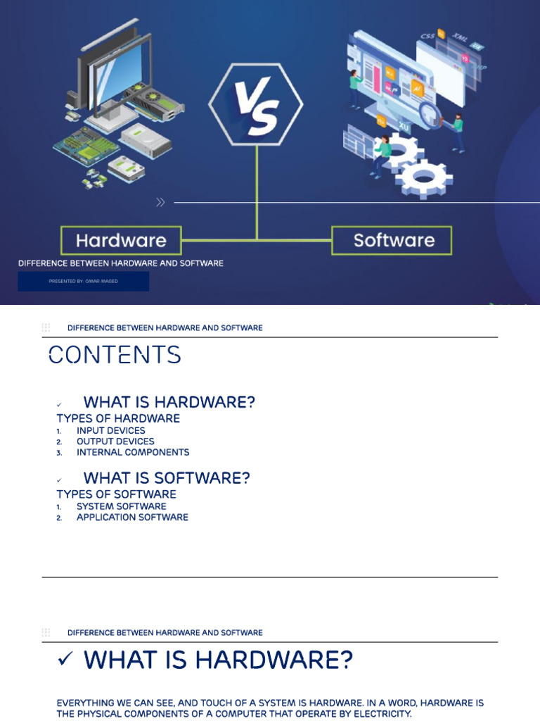 Difference Between Hardware and Software | PDF | Computer Hardware | Input/Output