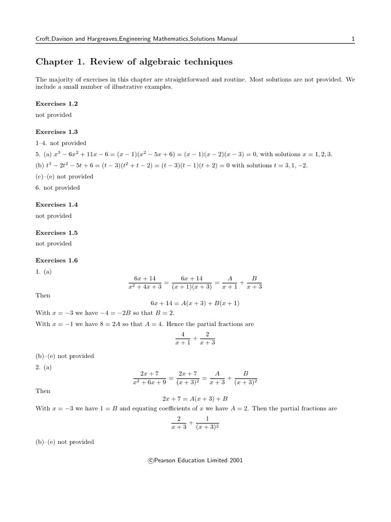 Engineering Mathematics Solutions Manual | PDF | Mathematical Objects ...