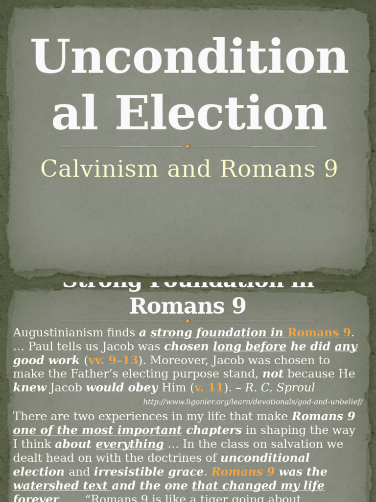 Unconditional Election - Romans 9 | PDF | Jacob | Predestination