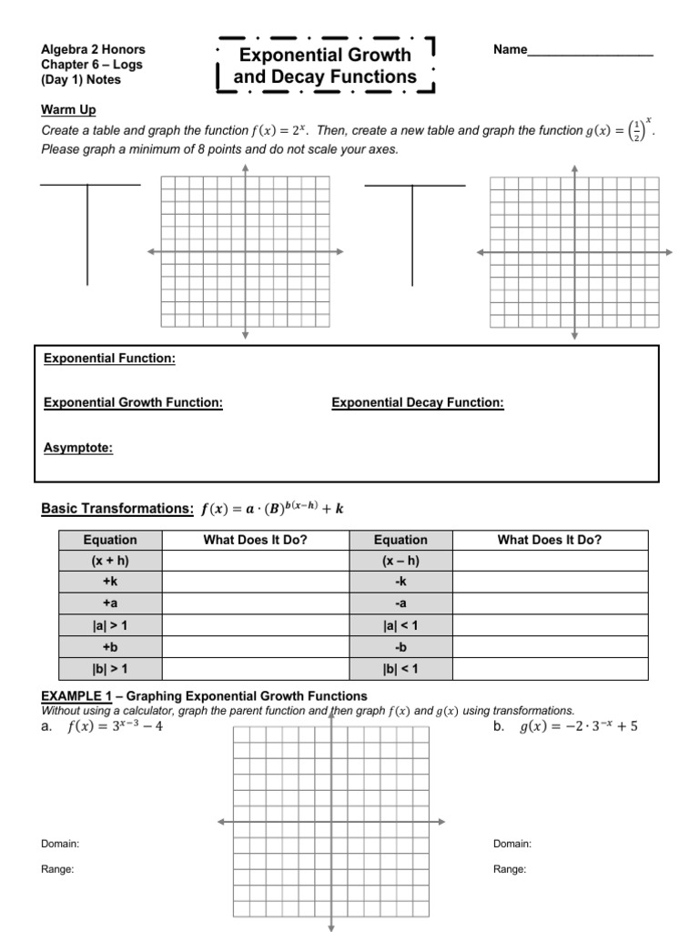 Chapter 6 - Logs and Exponentials - Blank Note Packet | PDF | Logarithm ...