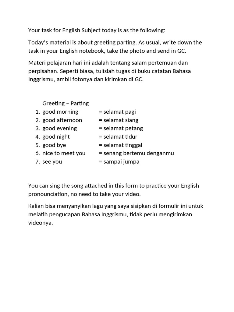 Task 2 Greeting Parting | PDF