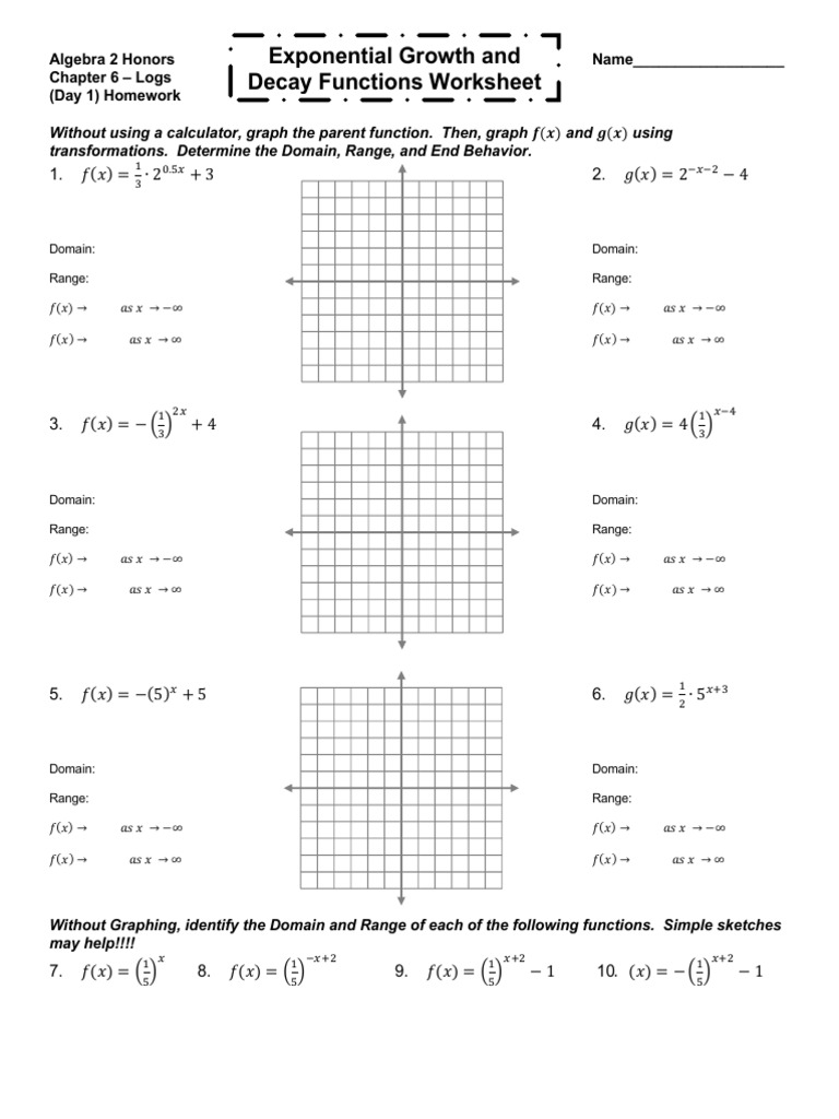 Chapter 6 - Logs and Exponentials - Blank Homework Packet | PDF ...