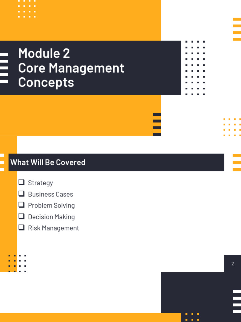 Module 2 - Core Management Concepts | PDF | Strategic Management | Risk