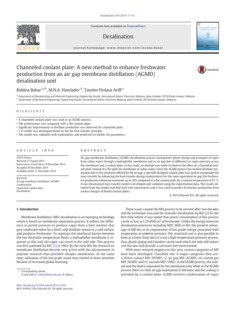 7 Channeled Coolant Plate A New Method To Enhance Freshwater | PDF ...