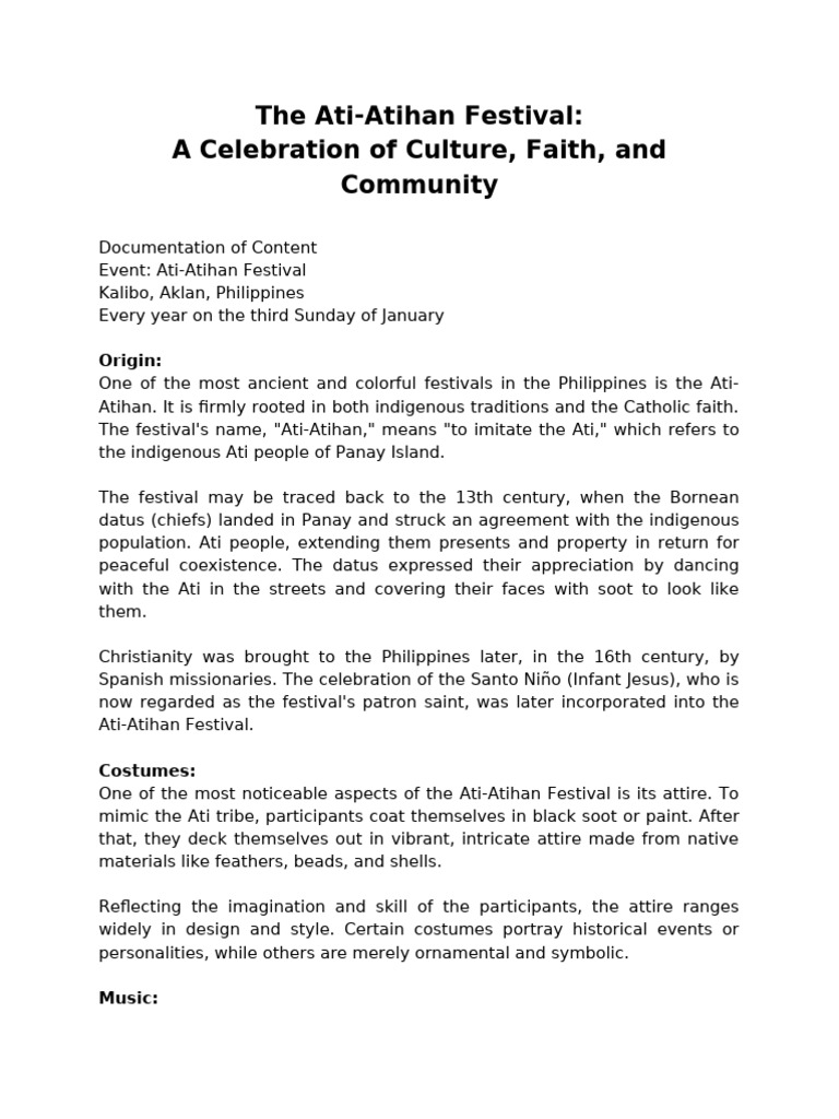Ati-Atihan Festival: Culture and Unity | PDF