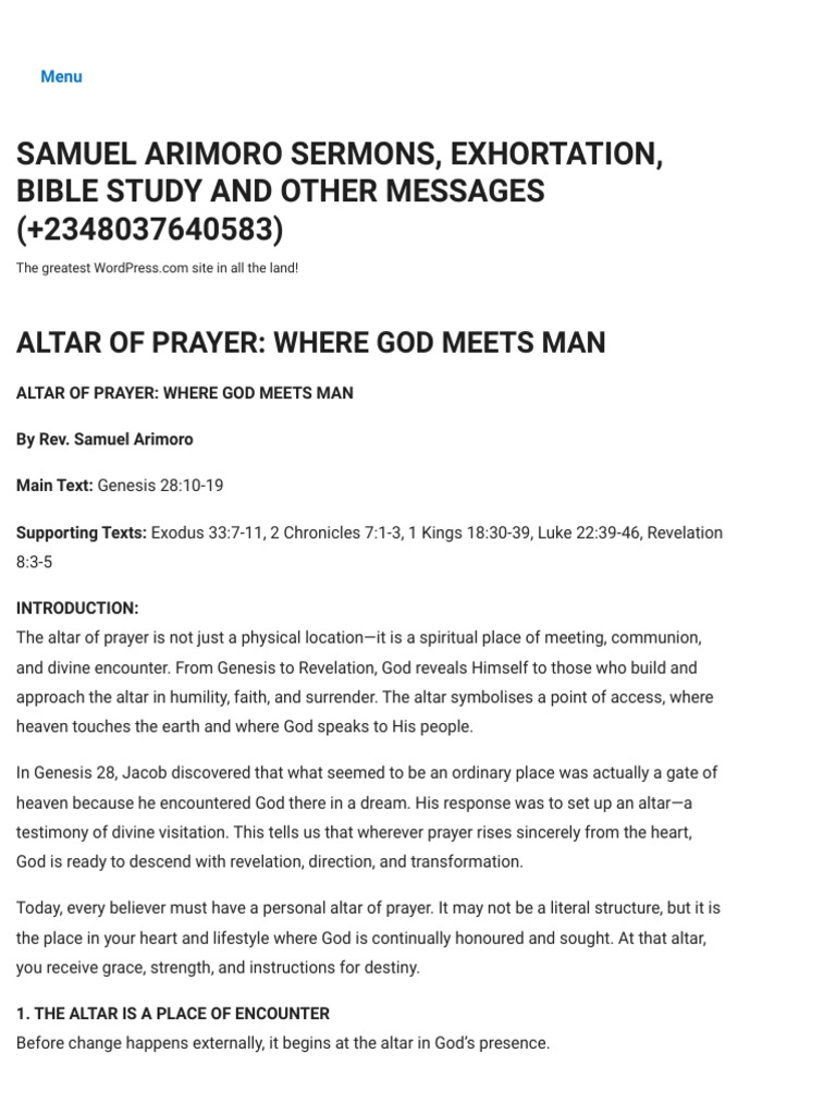 Altar of Prayer - Where God Meets Man - Samuel Arimoro Sermons, e | PDF ...