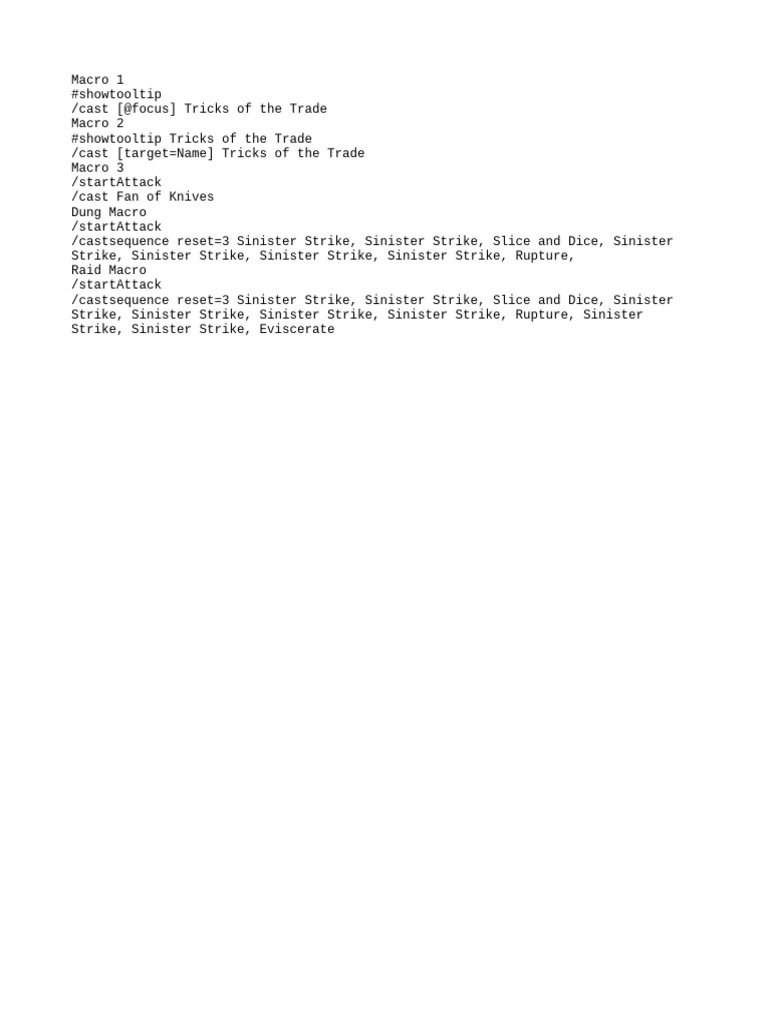 WoW Rogue Macros for Raids and Dungeons | PDF