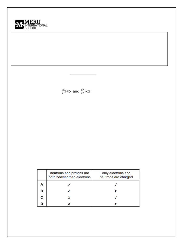 9 Igcse To A Level - Weekly Test | PDF | Atoms | Atomic Nucleus