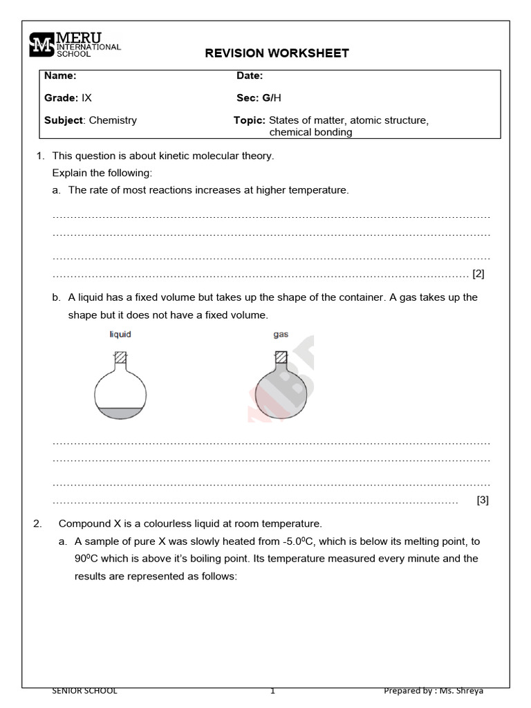 9 IGCSE Revision WORKSHEET Half Yearly 25 26 | PDF | Carbon | Phases Of ...