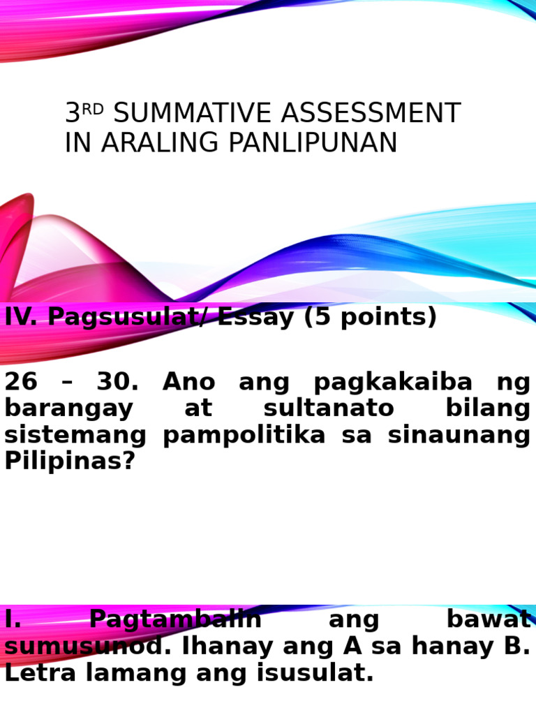 3rd Summative Assessment in AP | PDF