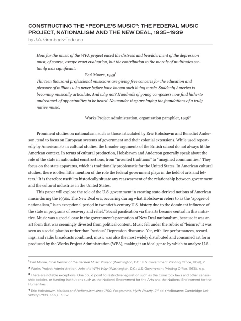 Federal Music Project and American Nationalism | PDF | Works Progress ...
