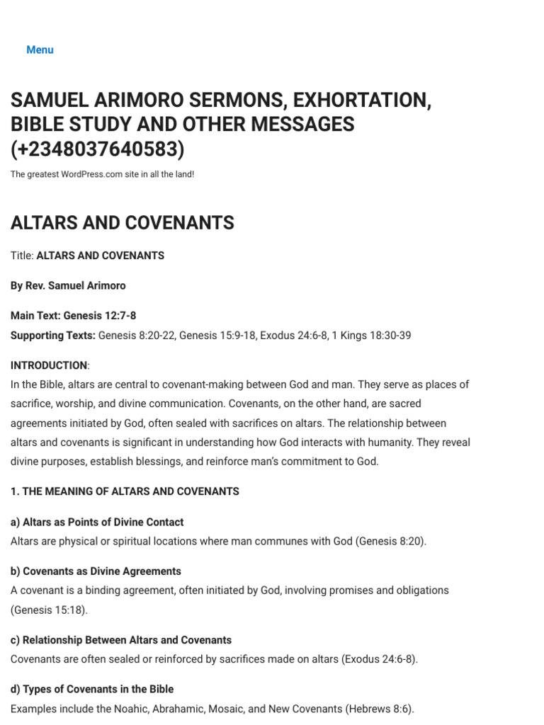 Understanding Altars and Covenants | PDF | Covenant (Biblical) | Book ...