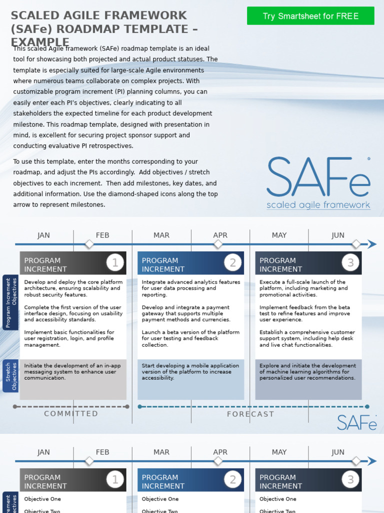 SAFe Roadmap Template for Agile Projects | PDF | Agile Software ...