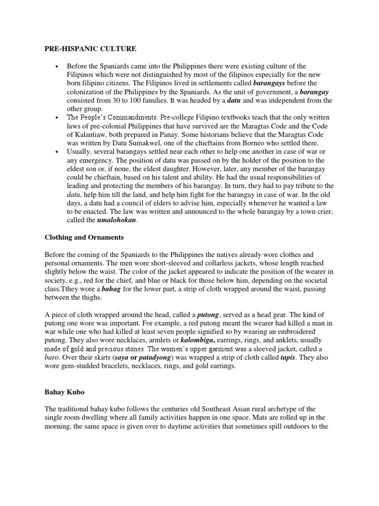 Early Filipino Culture Before Colonization | PDF | Philippines