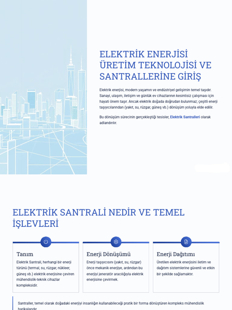 Elektrik Enerjisi Uretim Teknolojisi Ve Santrallerine Giris | PDF