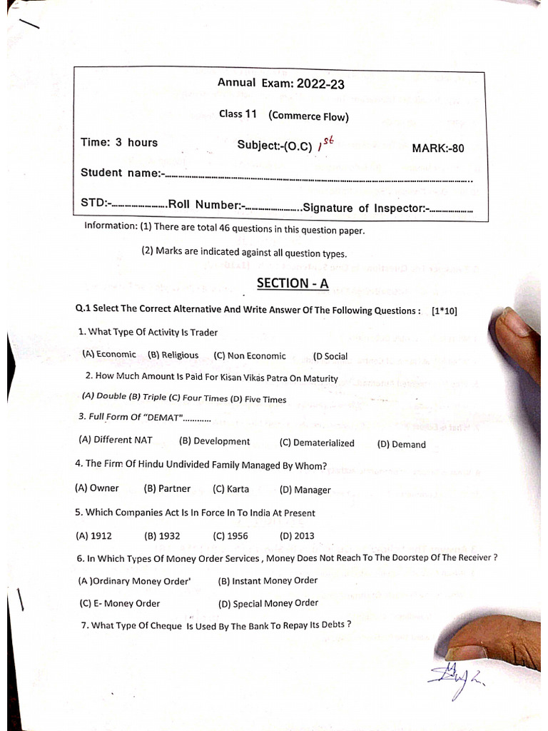11th O.C Final Exam | PDF