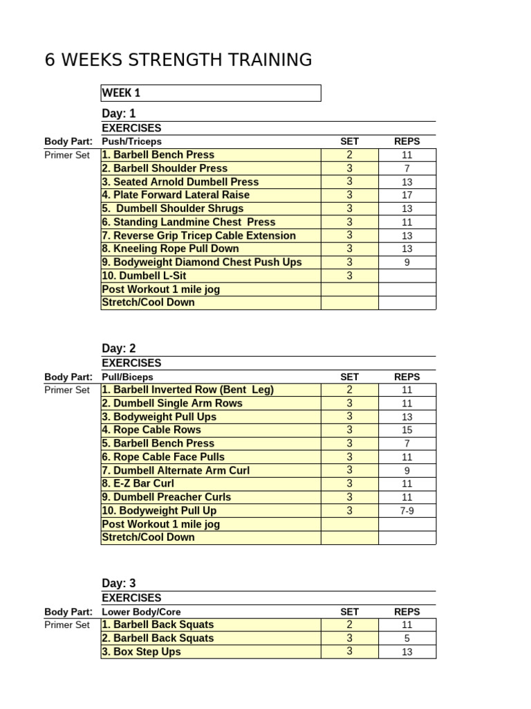 6-Week Strength Training Program | PDF | Kettlebell | Strength Training